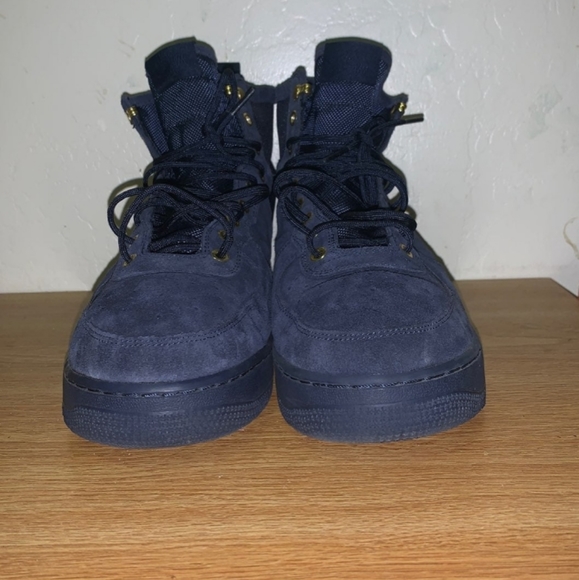 Nike | Shoes | Navy Blue Suede High Top Mids Air Force Onessize 2 ...